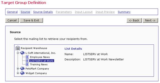 Section 13 Hosted Recipient List Target Groups